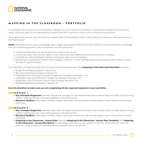 Mapping in the classroom portfolio assignment | PDF