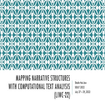 Mapping Narrative Structures W Computational Text Analysis Liwc 22 Pdf