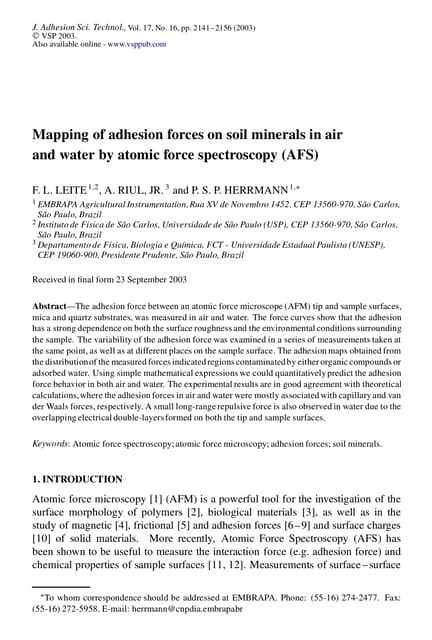 Adhesion Forces during Coagulation as Evaluated by Atomic Force ...