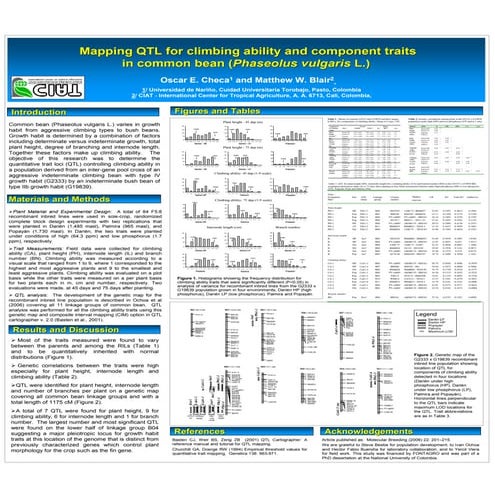 Poster9: Mapping QTL for climbing ability and component traits in common bean (Phaseolus ...