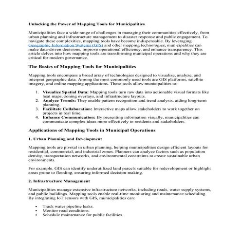 Mapping Tools for Municipalities Article 2 | DOCX