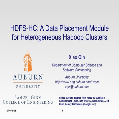 Hdfs Hc A Data Placement Module For Heterogeneous Hadoop Clusters Ppt