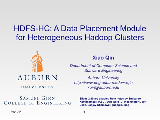Hdfs Hc A Data Placement Module For Heterogeneous Hadoop Clusters Ppt