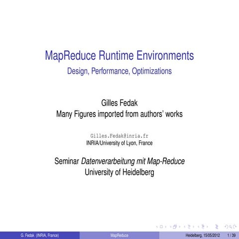 Mapreduce Runtime Environments: Design, Performance, Optimizations | PDF
