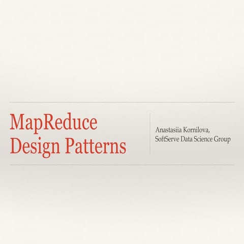 MapReduce Design Patterns | PPT