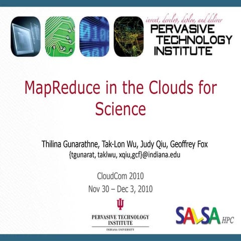 Map Reduce in the Clouds (http://salsahpc.indiana.edu/mapreduceroles4azure/) | PPTX