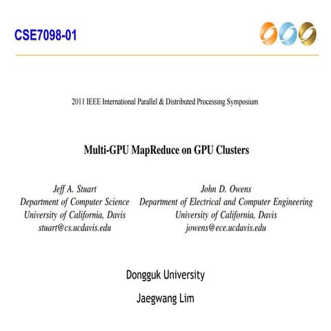 Multi Gpu Mapreduce On Gpu Clusters Ppt