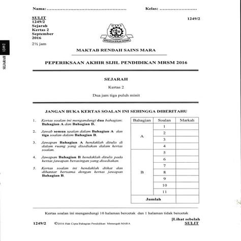 Soalan Kertas 2. Trial MRSM 2016 | PDF