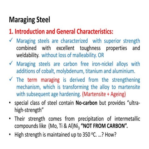 Advances in Special Steel: Maraging steel updated 2016 | PPTX ...