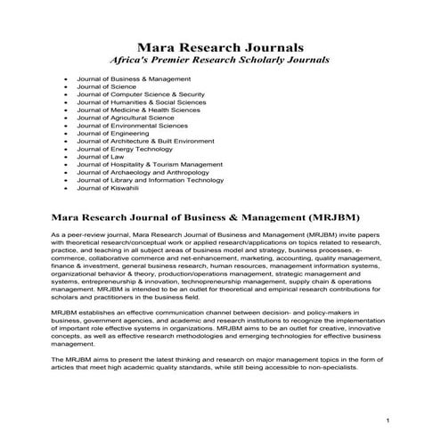 Mara Research Journals | DOC