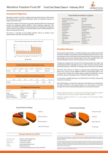 Olympic Wealth Fund Javelin Class 'A' April Fact sheet | PDF | Stocks ...