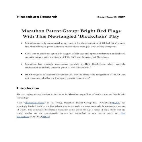 Marathon Patent Group: Bright Red Flags With This NewFangled ...