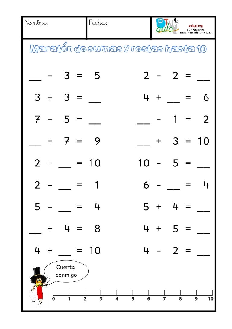 Maratón de-sumas-y-restas-hasta-10