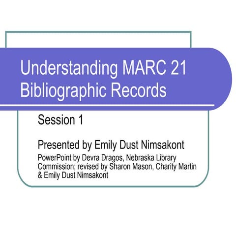 Marc 21 Session 1 | PPT