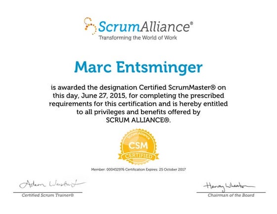 Doaa Adel Mohammad ElEraqy-ScrumAlliance_CSM_Certificate | PDF | Technology & Computing
