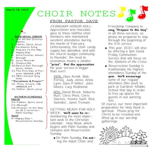 March 10 choir notes | PDF