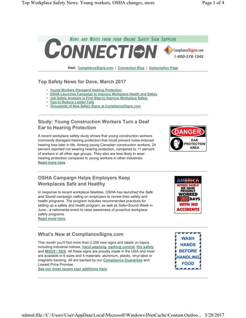July 2017 Connection Workplace Safety Newsletter | PDF | First Aid ...