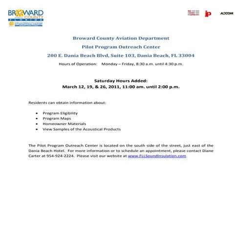 March 2011 Outreach Center Announcement | PDF