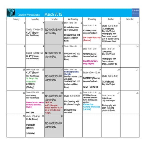 March 2015 Program Calendar | PPT