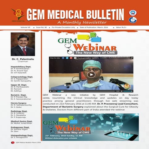 GEM Hospital March 2016 Medical Bulettin | PDF | Digestive Disorders ...