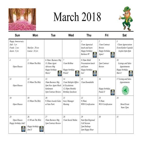 March 2018 Calendar of Events for Weichert Realtors Vienna | PPT