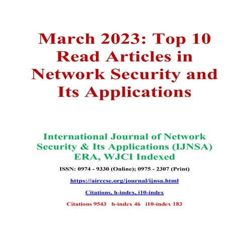 March 2023: Top 10 Read Articles in Network Security and Its Applications | PDF