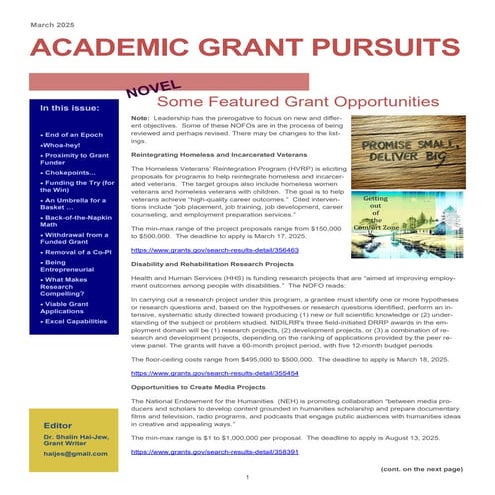 Academic Grant Pursuits Newsletter -- March 2025 | PDF