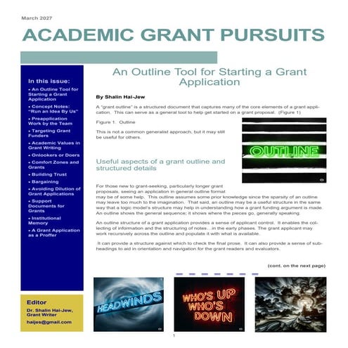 Academic Grant Pursuits Newsletter - March 2027 | PDF