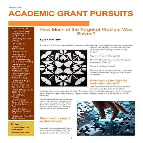 Academic Grant Pursuits Newsletter - March 2028 | PDF