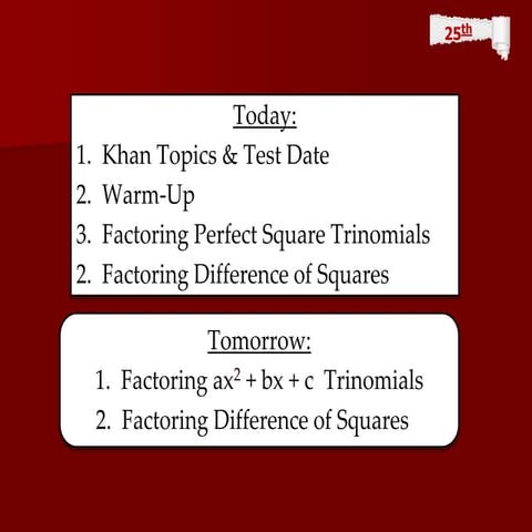 Factoring Perfect Square Trinomial | PPTX