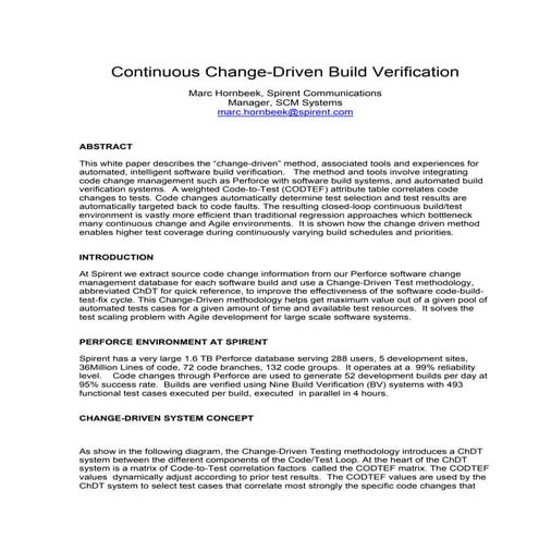 White Paper: Continuous Change-Driven Build Verification | PDF