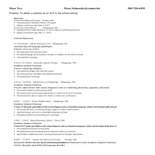 Marc nez school resume (use) | DOCX | Professional School ...