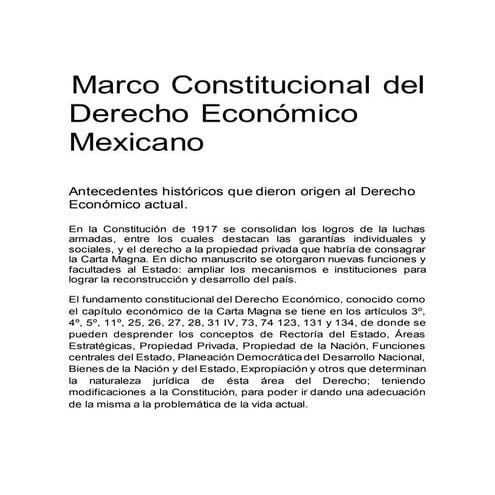Marco constitucional del derecho económico mexicano | DOCX