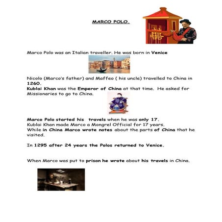 A GREAT EXPLORER: Marco Polo. | DOCX