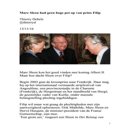 Marc Sleen had geen hoge pet op van prins Filip | DOC