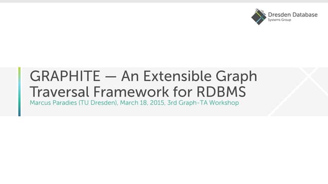 Graphite — An Extensible Graph Traversal Framework For Rdbms Ppt 3684
