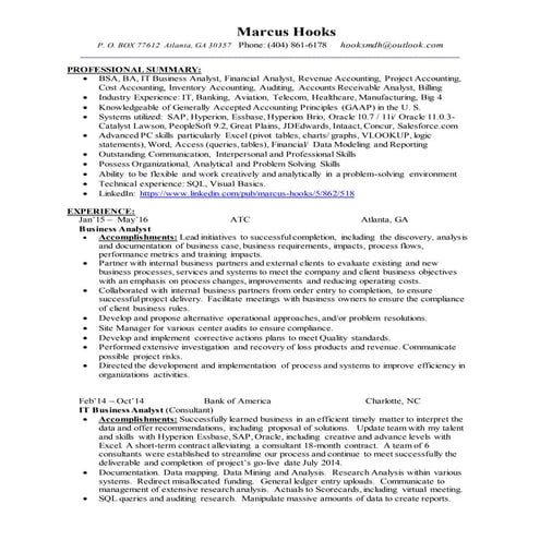 Marcus Hooks Resume 2016 | DOCX | Computer Software and Applications | Computing