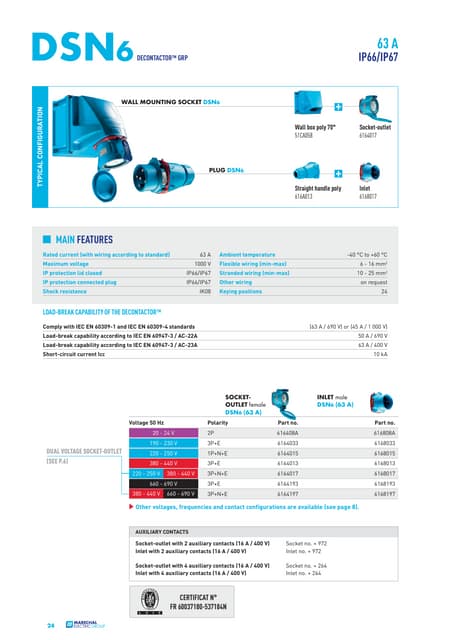 Marechal DS Plugs & Sockets Industrial Power Supply & Motor Connections ...