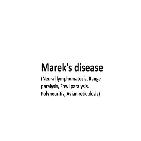 Marek's disease | PPTX