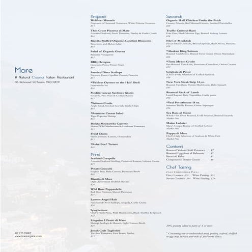 Mare Menu | PDF