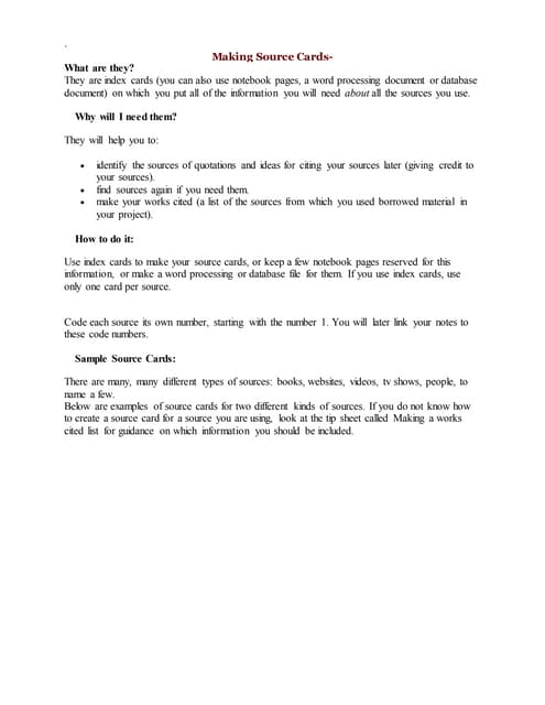 Researching with index cards | PPT