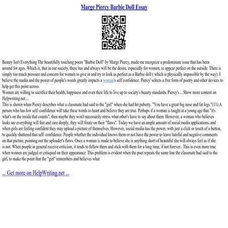 Marge Piercy Barbie Doll Essay | PPT