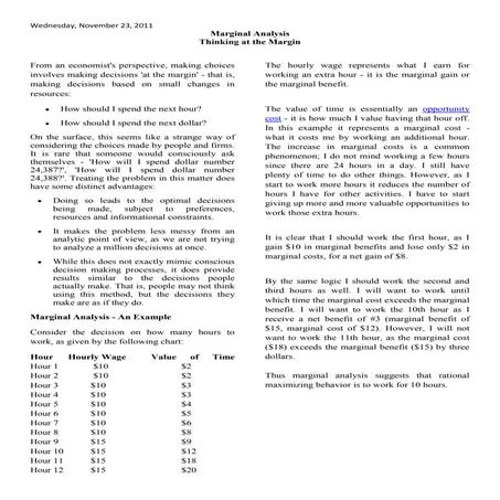 Marginal analysis, Economics | DOCX | Business | Business and Finance