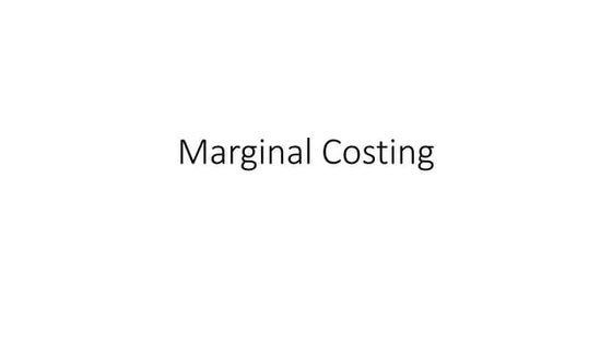 Marginal costing- Management Accounting. | PPT