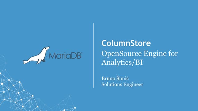 Mariadb Columnstore London Mysql Meetup Ppt