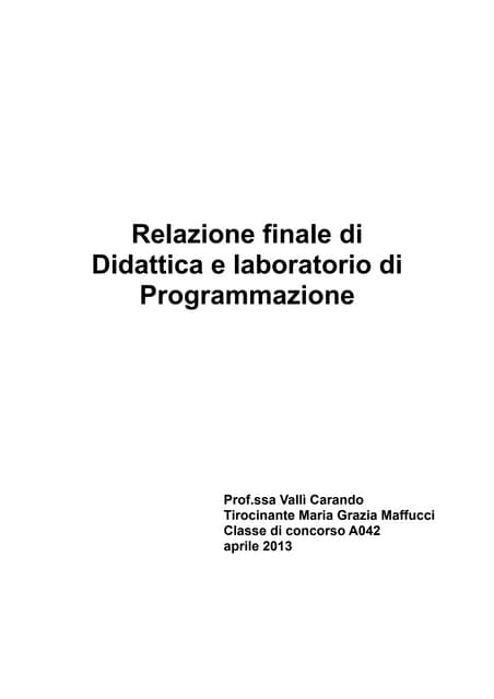 Maria Grazia Maffucci - relazione finale tirocinio | PDF