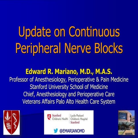 Update on continuous peripheral nerve block techniques | PPTX