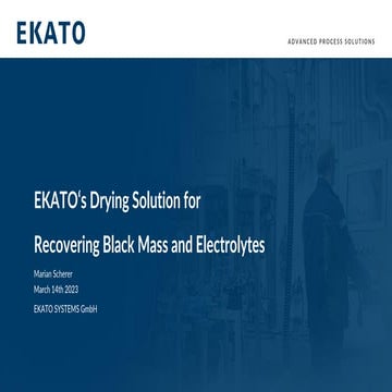 DRYING SOLUTION FOR RECOVERING BLACK MASS AND ELECTROLYTES | PDF