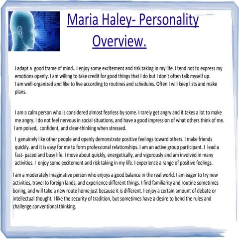 Maria Personality Overview | PPT