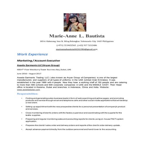 Marie Anne Bautista CV | DOCX